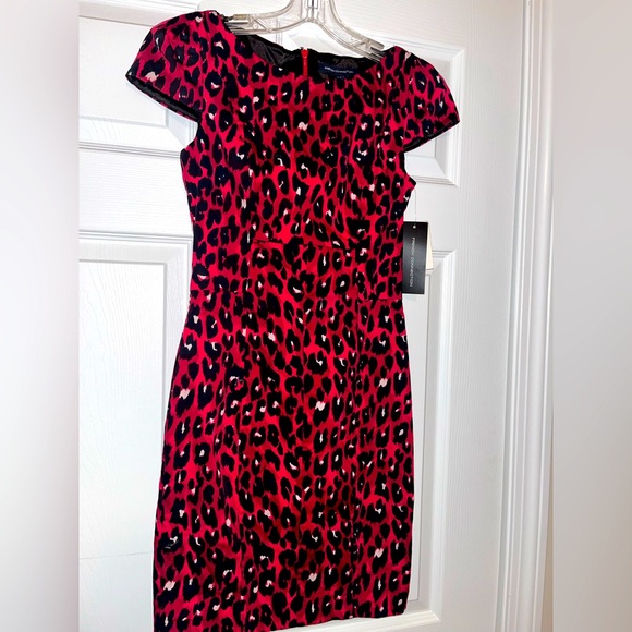 French Connection | Dresses | Crimson Red Cheetah Print Dress | Poshmark